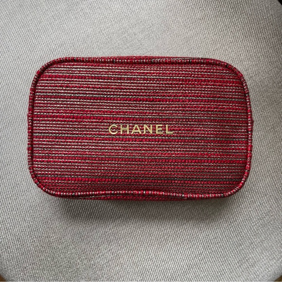 CHANEL | Bags | Chanel Red Gold Cosmetic Bag Case | Poshmark